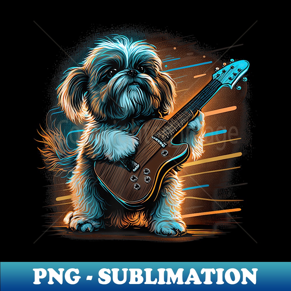 Shih Tzu dog Playing Electric Guitar Rock - Decorative Subli | Inspire ...