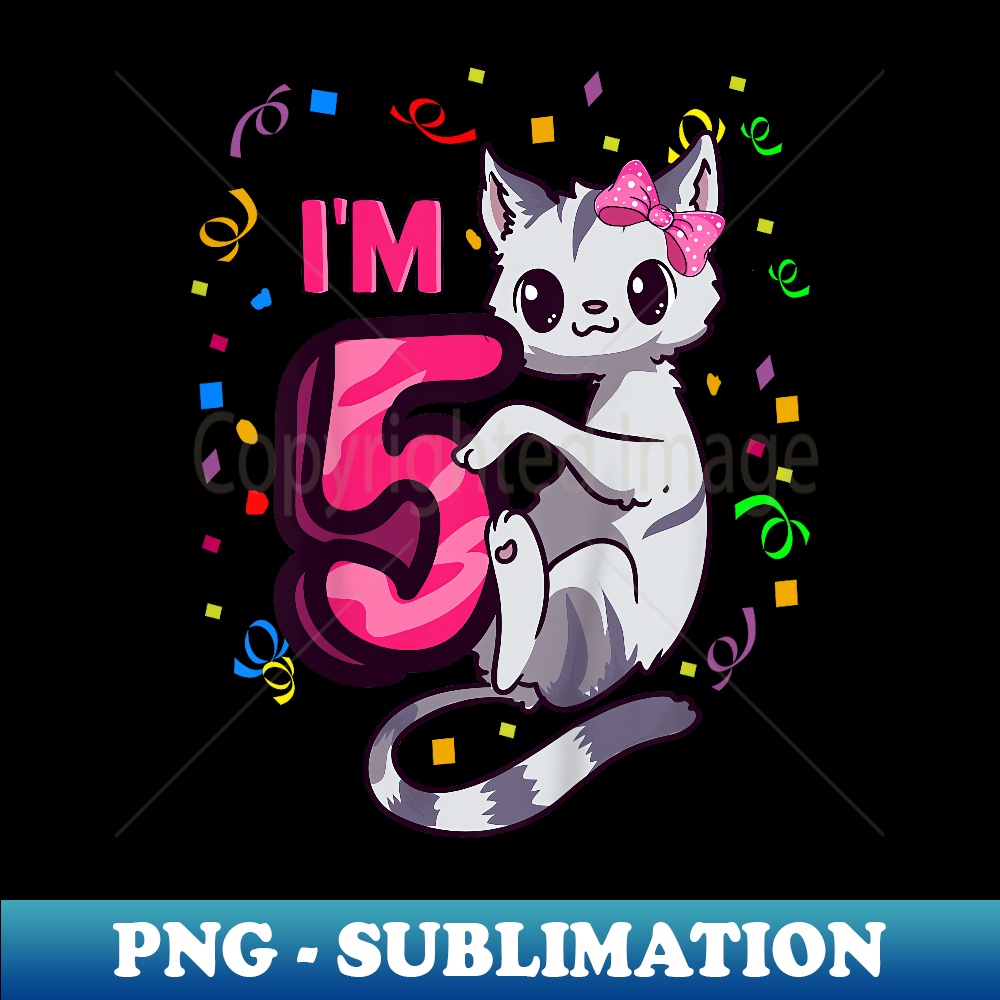 Girls 5th Birthday Outfit I'm 5 Years Old Cat Kitty Kitten - | Inspire ...