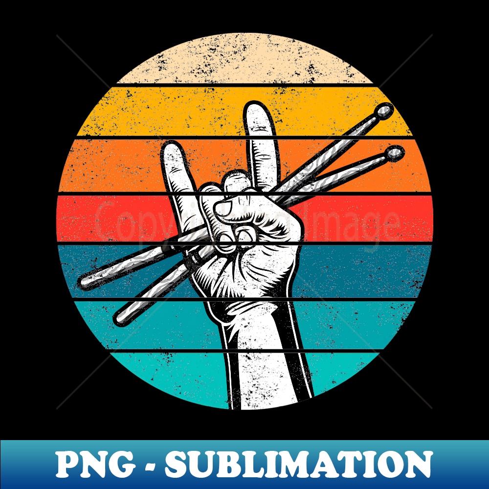 Vintage Rock N Roll Hand Sign Drum Drummers Drum Sticks Fan | Inspire ...