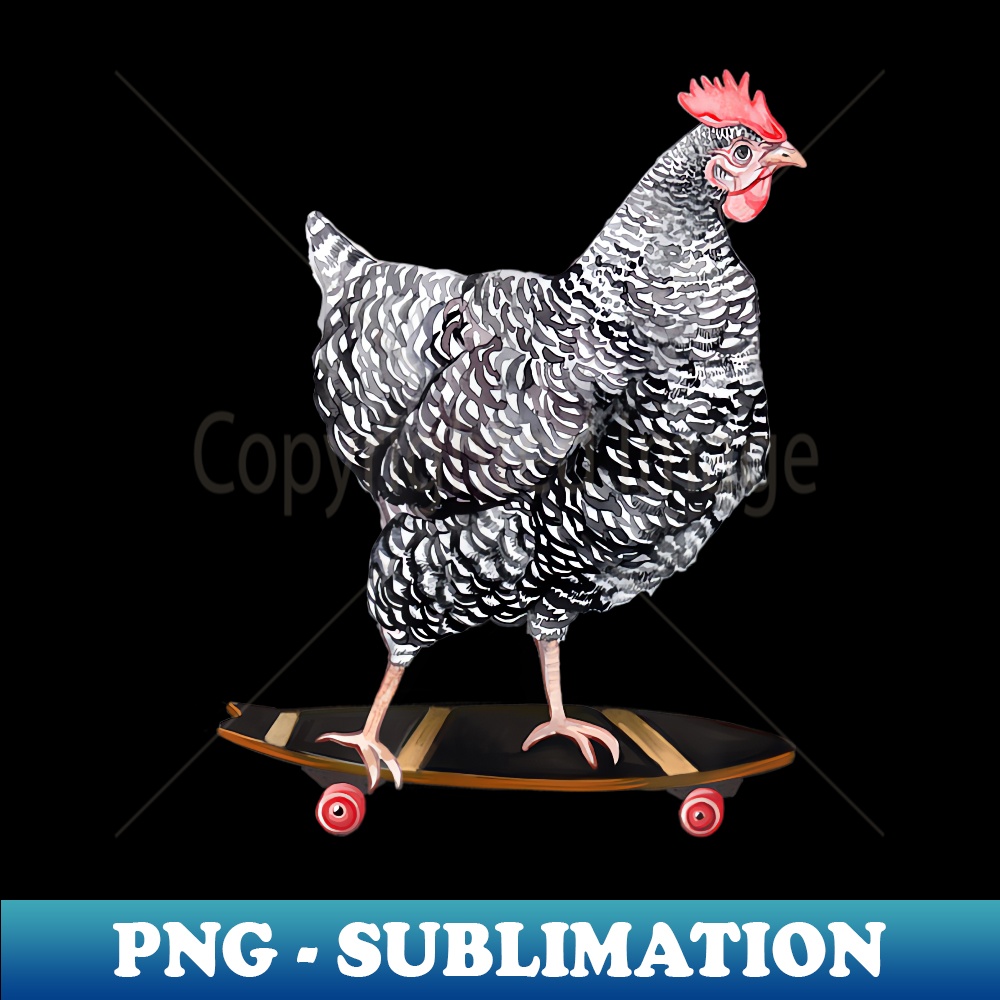 Cute Chicken on Skateboard - Barred Rock Hen Skateboarding | Inspire Uplift
