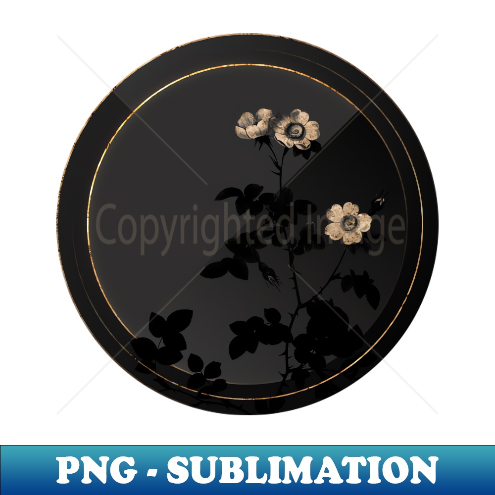 Shadowy White Sweetbriar Rose Botanical on Black and Gold - | Inspire ...