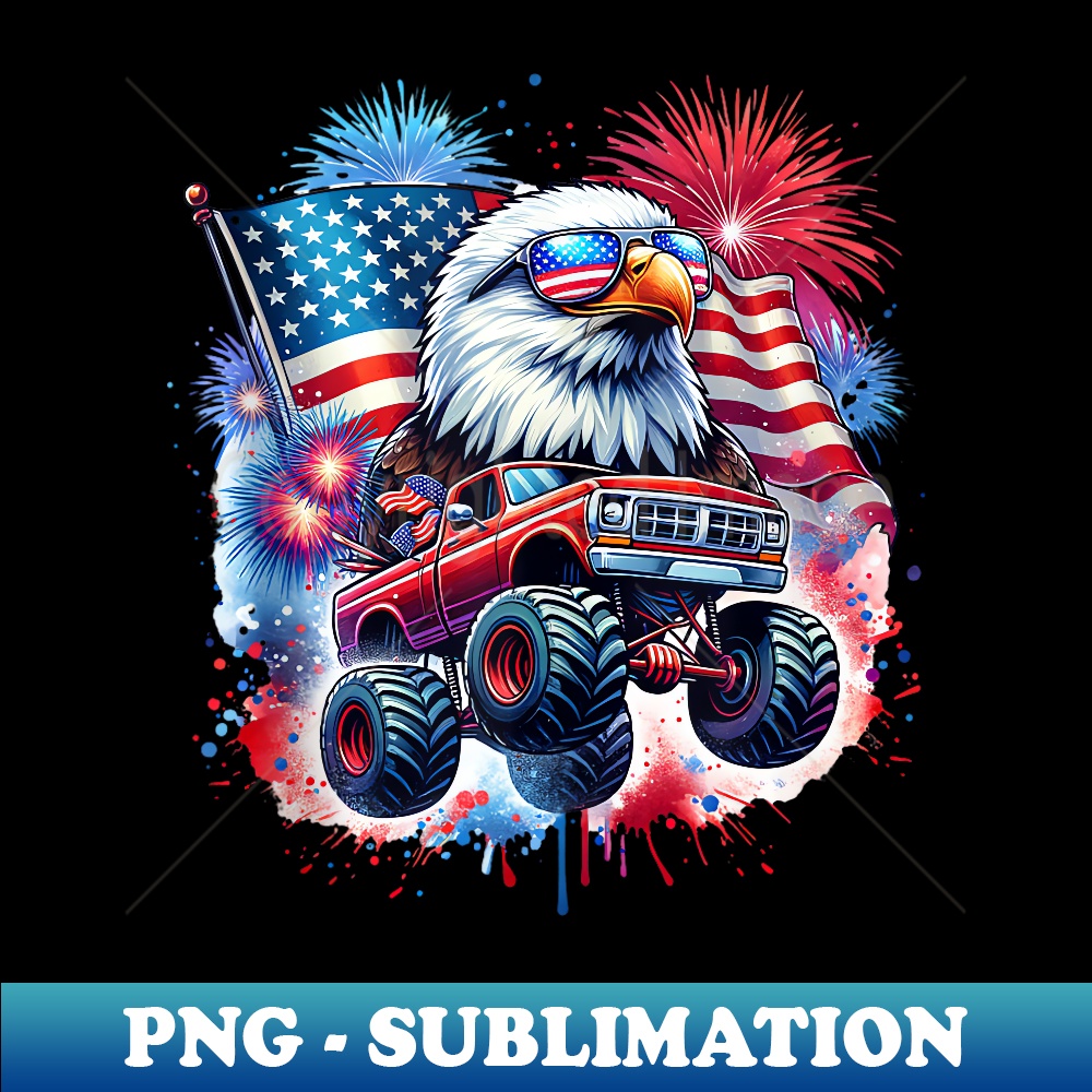 July 4th Bald Eagle Monster Truck USA American Flag Firework | Inspire ...