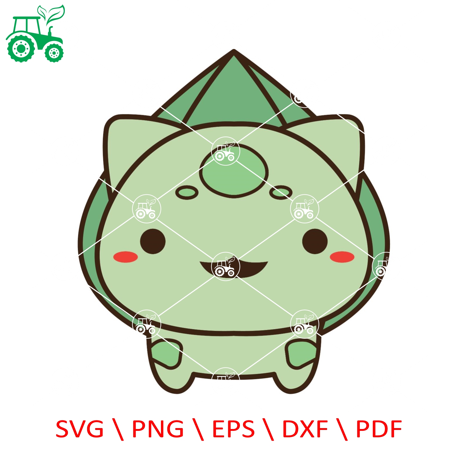 Cute Chibi Anime Grass Poision Type Pokemon Bulbasaur SVG | Inspire Uplift