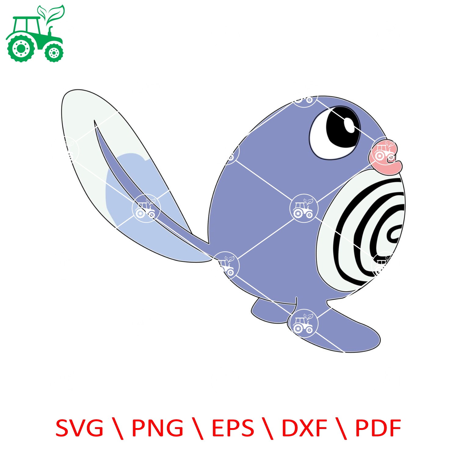 Cute Chibi Water Type Pokemon Poliwag Side View SVG - Inspire Uplift