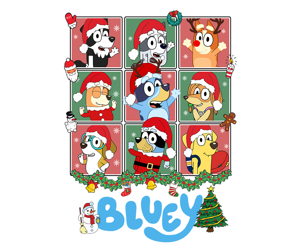 Bluey Family Christmas Png, Bluey Friends Merry Christmas Pn - Inspire ...