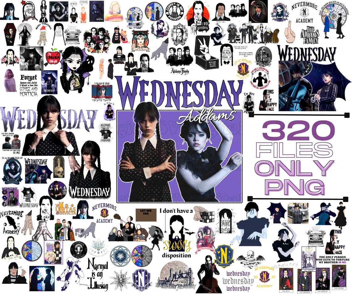 Wednesday Svg Png Bundle, Wednesday Font Svg, Merlina Addams - Inspire ...