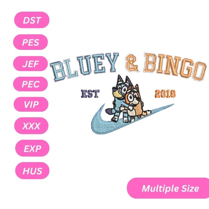 Bluey And Bingo Embroidery Design, Nike Embroidery Design, M | Inspire ...