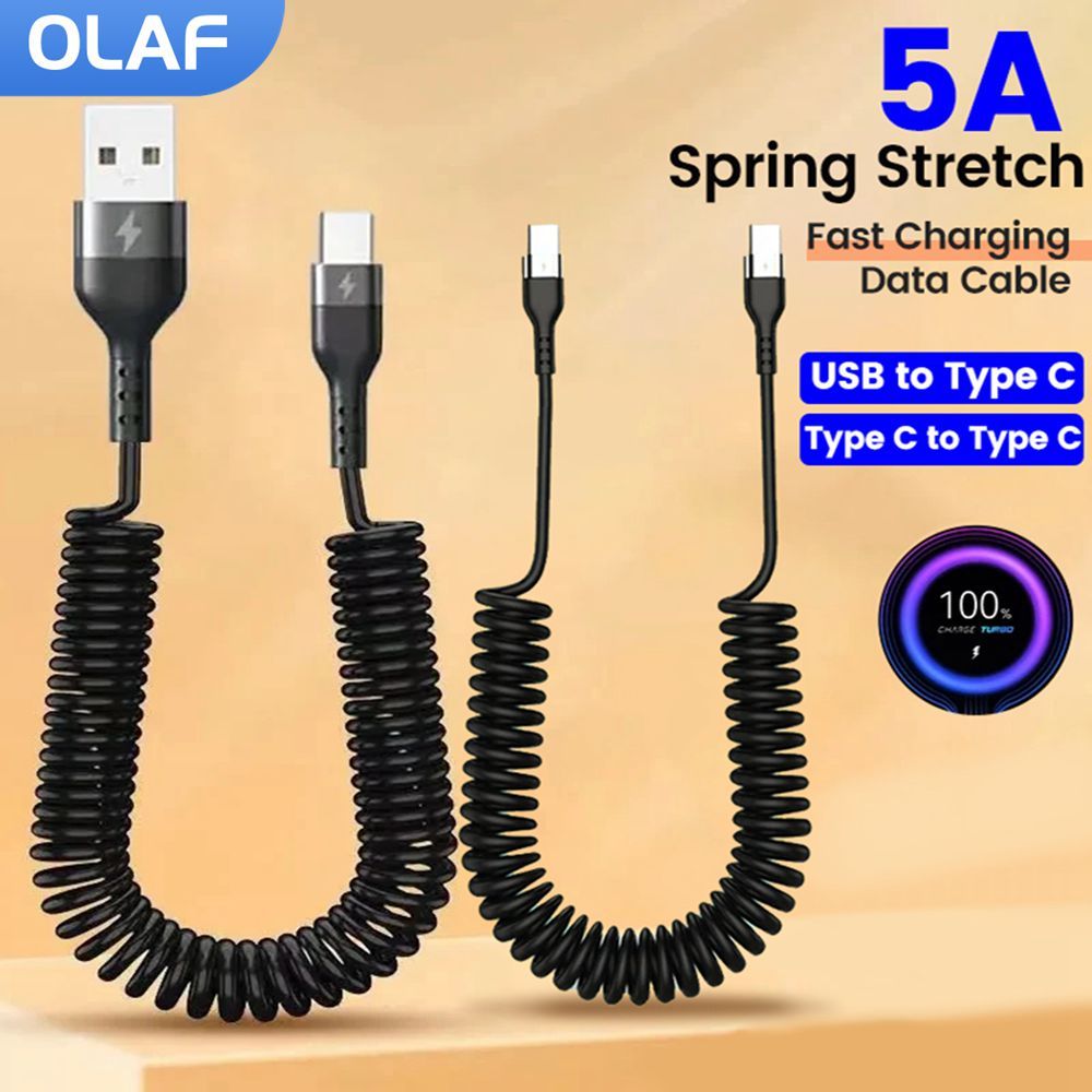 66W 5A USB-C Spring Car Fast Charging Cable | Inspire Uplift