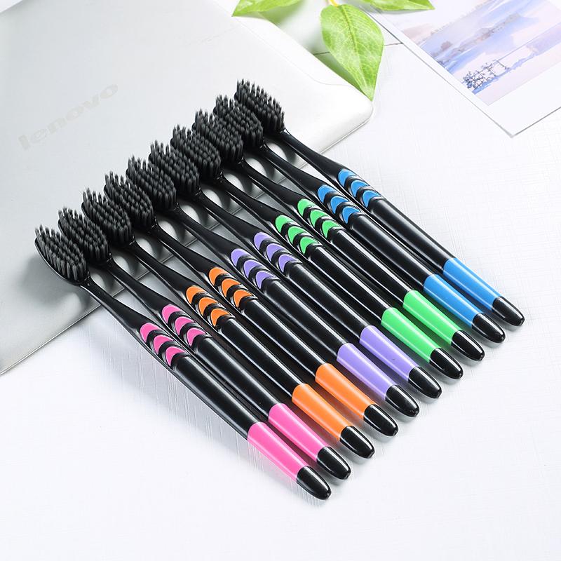 10 Pcs Bamboo Charcoal Toothbrush, Family Pack Soft Bristles | Inspire ...