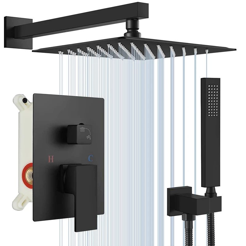 Black Rain Concealed Shower System with Spout | Inspire Uplift