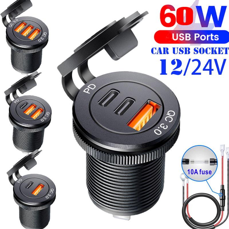 PD 3.0 USB Car Charger 60W Outlet for 12V/24V | Inspire Uplift