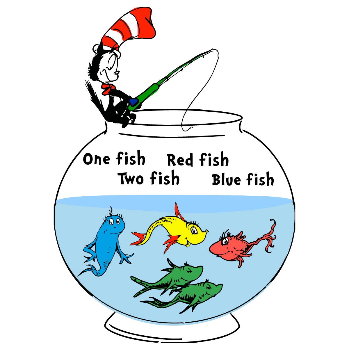 Dr Seuss One Fish Two Fish Blue Fish Red Fish Svg | Inspire Uplift