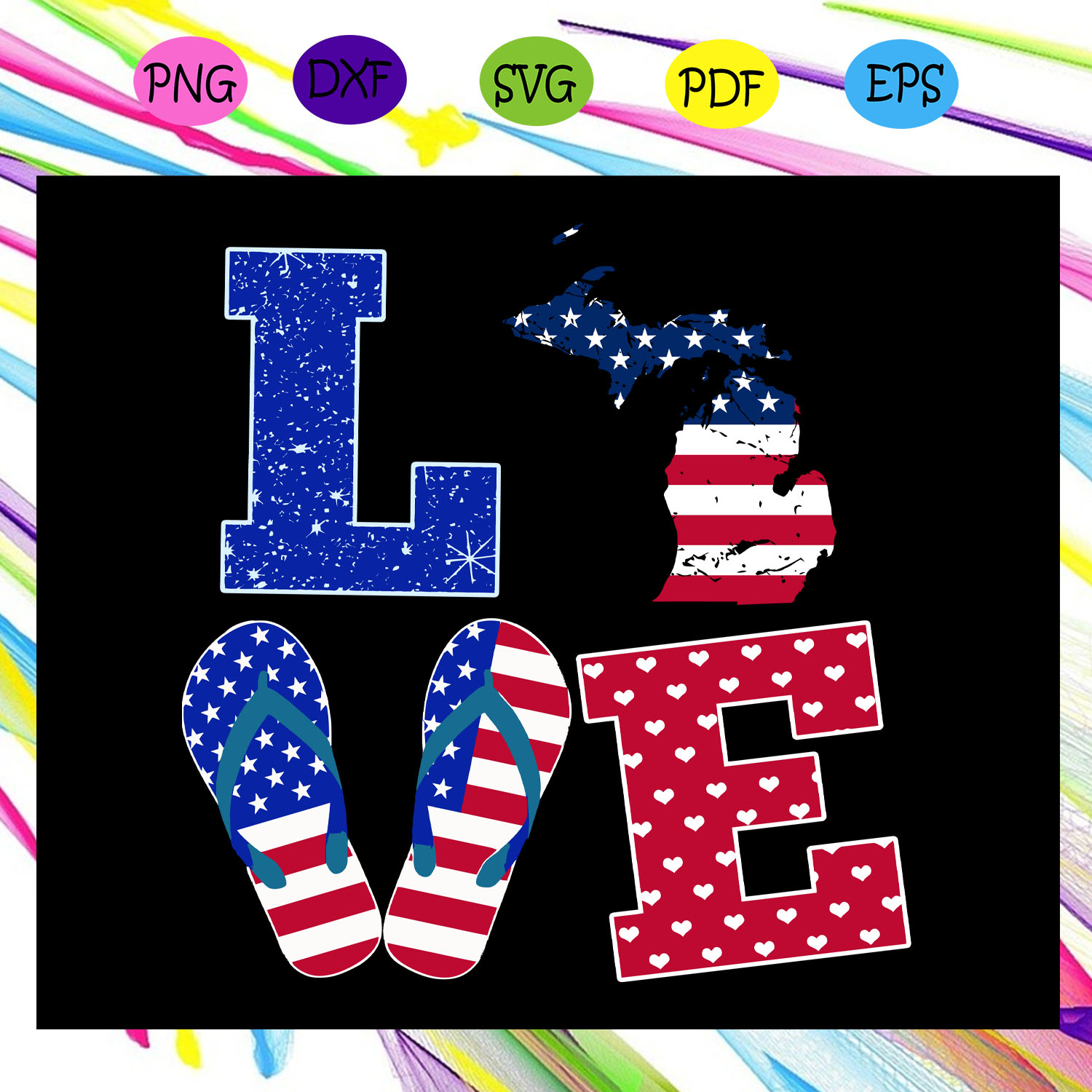 Love Michigan state flag American Flag Svg | Inspire Uplift