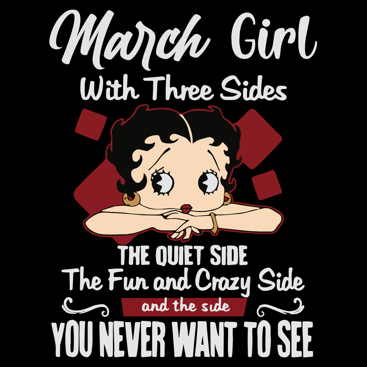 March Girl With Three Sides Betty Boop Betty Boop Svg | Inspire Uplift