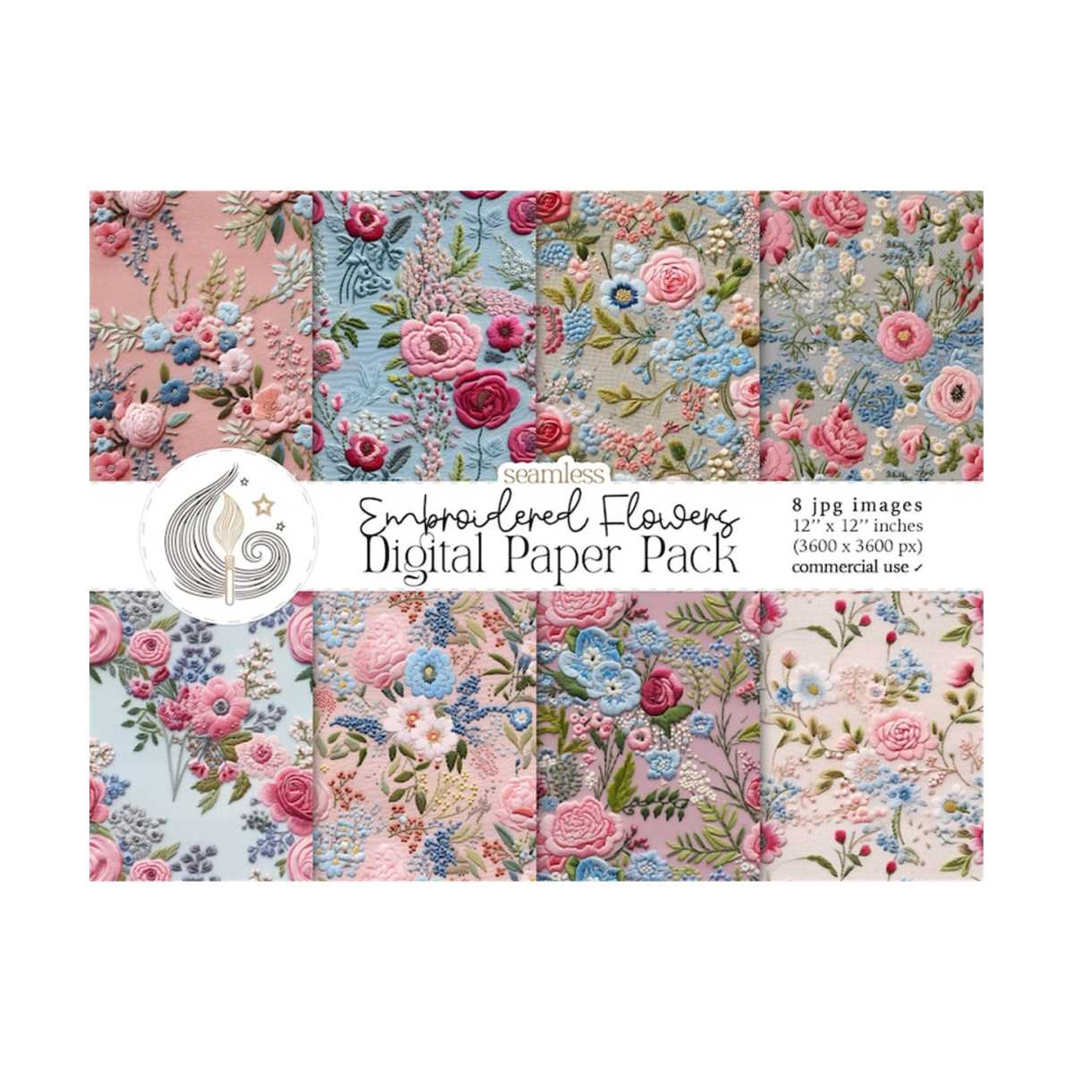 Romantic Floral Embroidery Seamless Patterns Embroidered Flo | Inspire ...