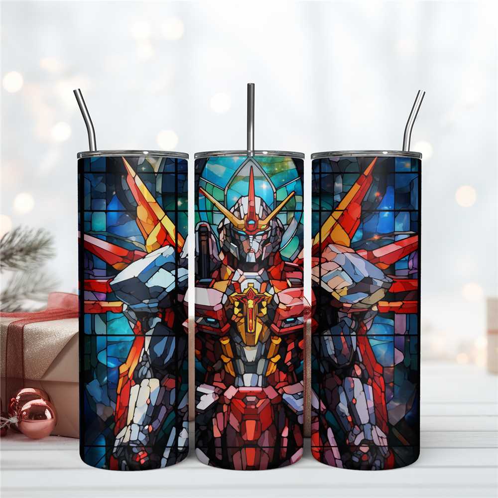 Robot Transformer Stained Glass 20oz Skinny Tumbler Design I - Inspire ...