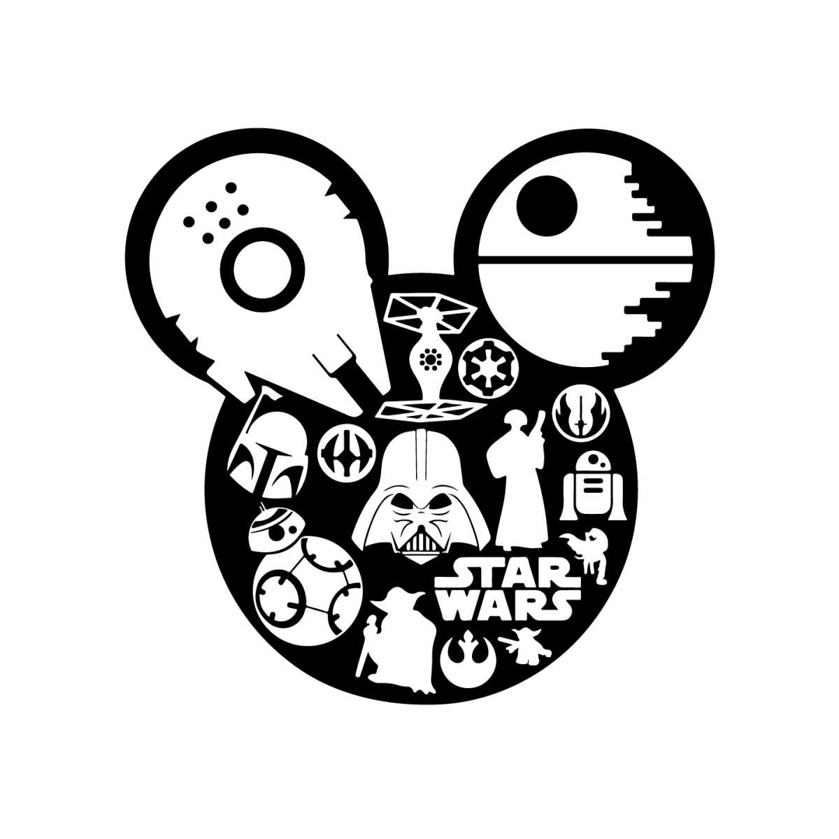 Star War Mickey Head Svg, Movie Character Svg, Star War Svg, | Inspire ...