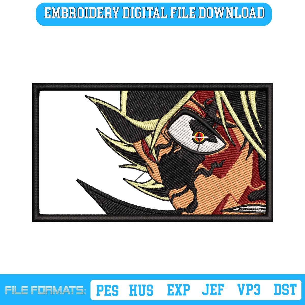 Angry Asta Embroidery Design Download File Black Clover Anim | Inspire ...