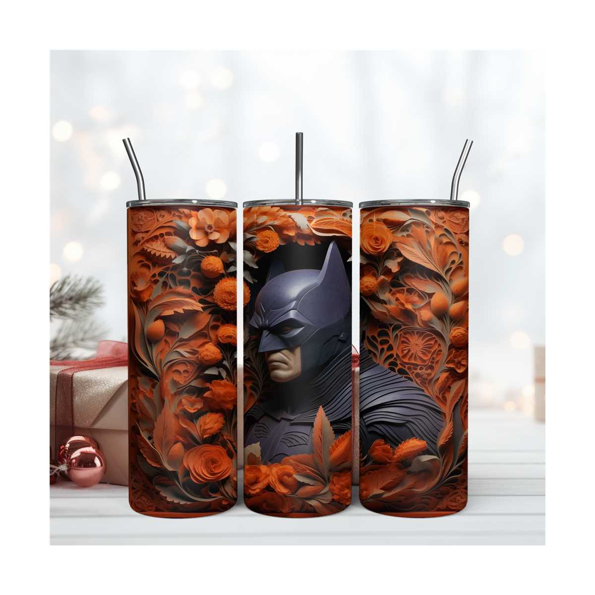 3D Inflated Floral With Batman DC Skinny 20oz Tumbler Digita - Inspire ...