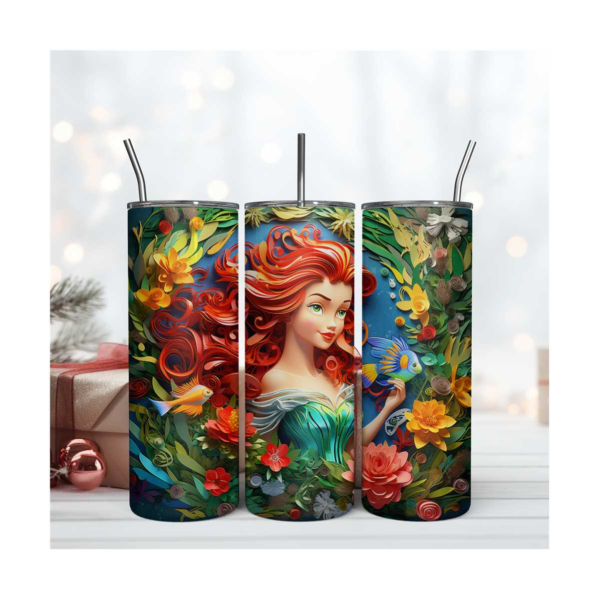 3D Inflated Ariel Disney Princess Tumbler 20oz Wrap Digital | Inspire ...