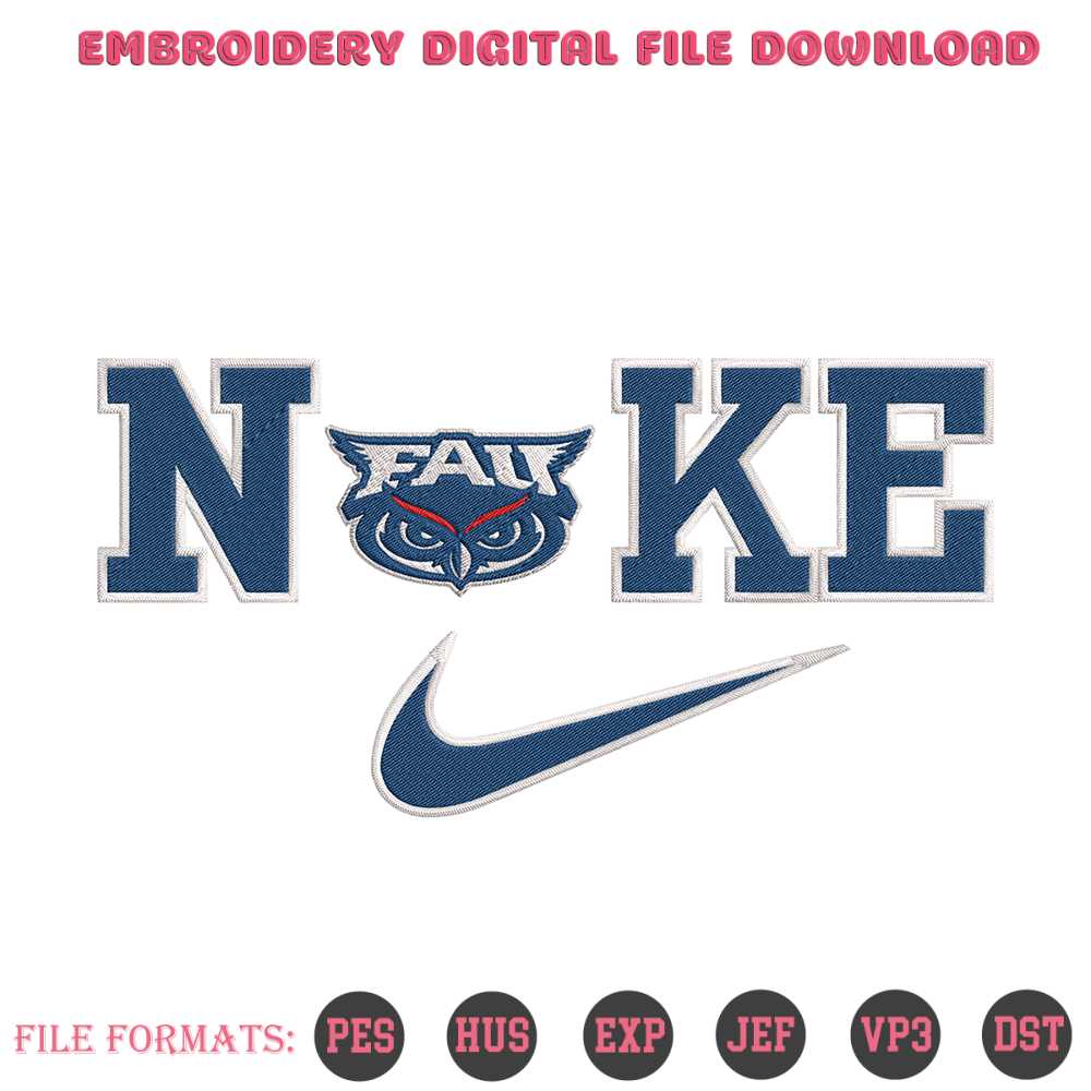 Florida Atlantic Owls Nike Logo Embroidery Design Download - Inspire Uplift