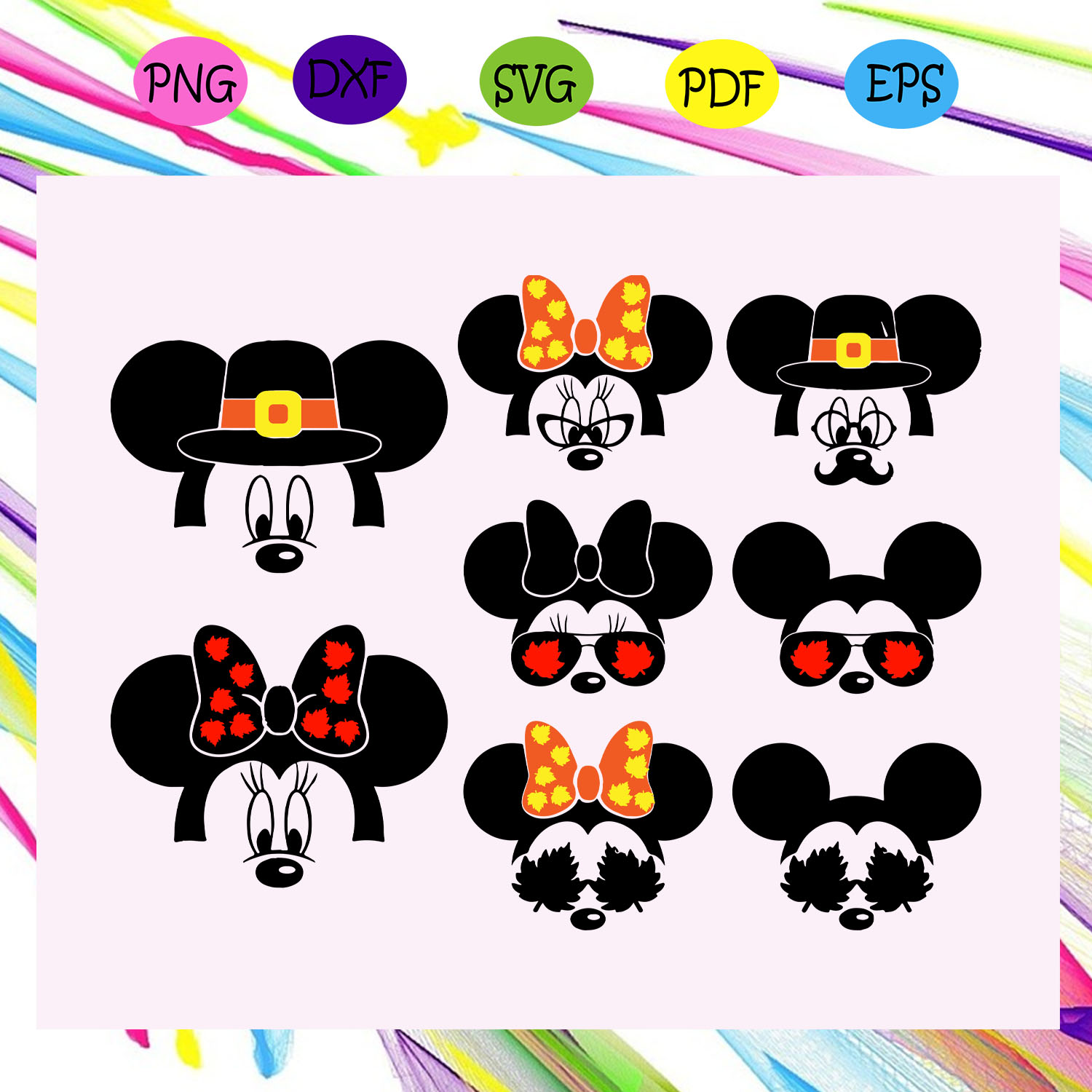 Mickey mouse glasses head face bundle svg | Inspire Uplift