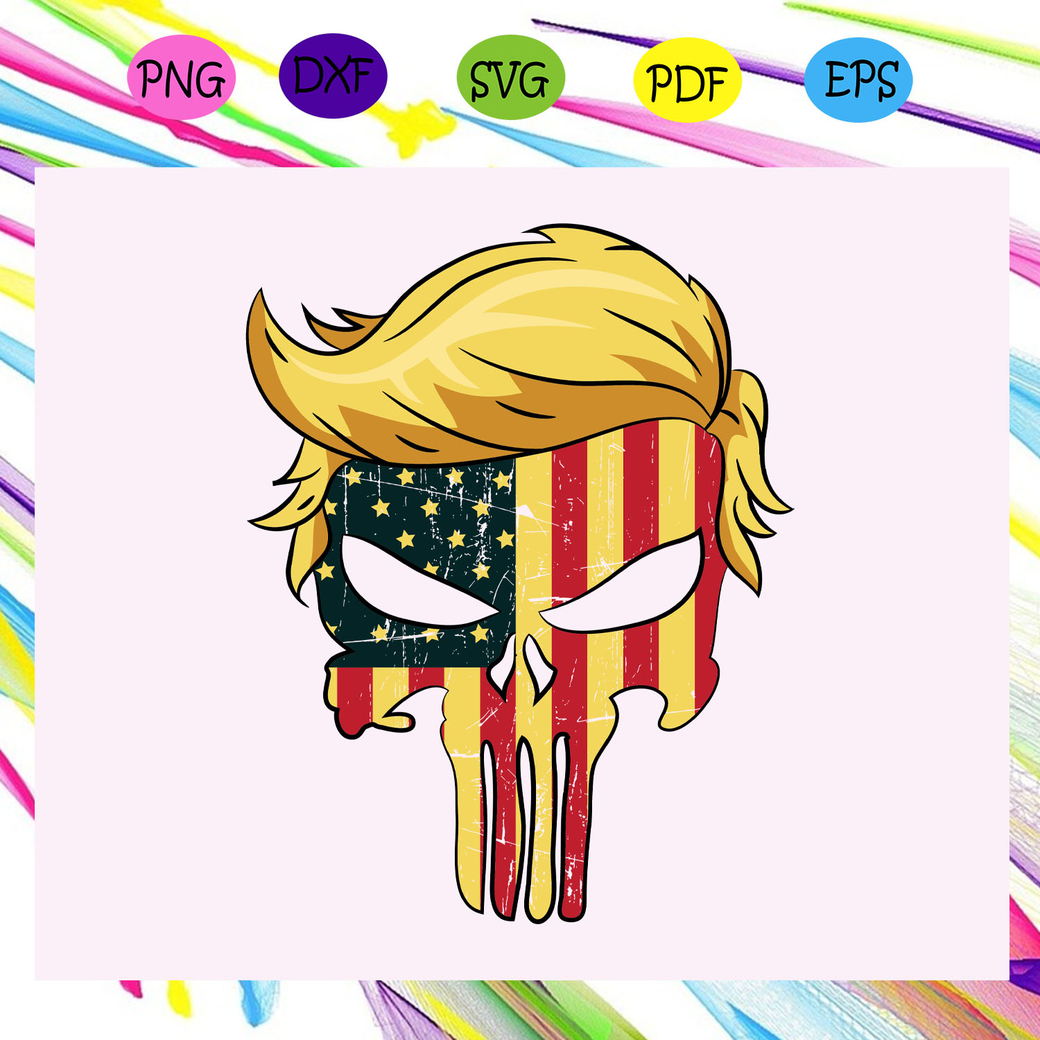 Skull with iconic trump hair svg | Inspire Uplift