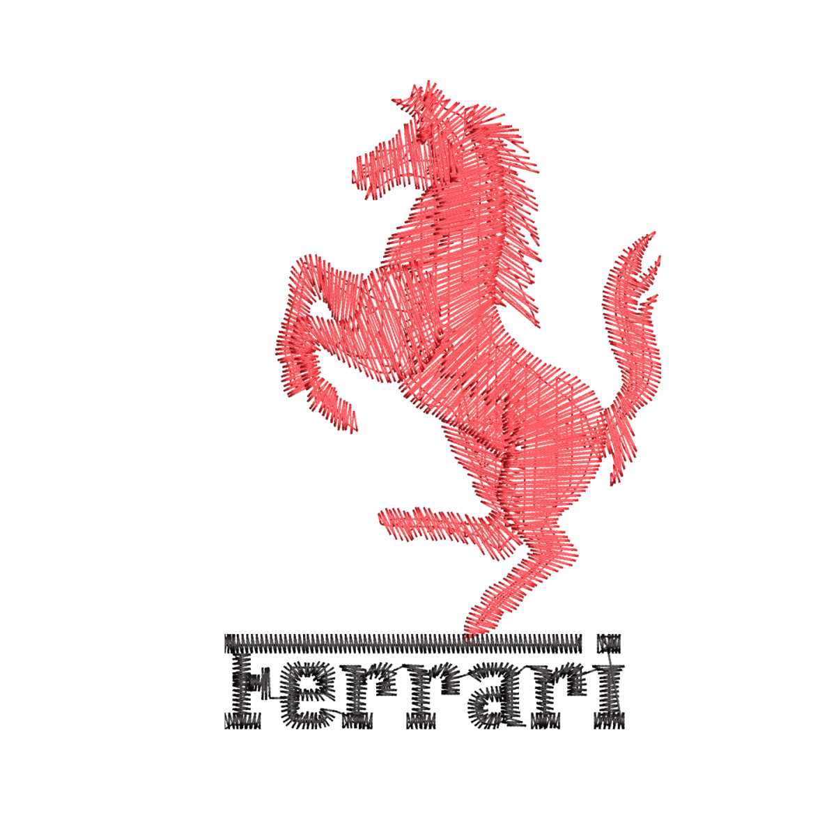 Red Ferrari Embroidery Logo Design Brand Car Brand Emborider | Inspire ...