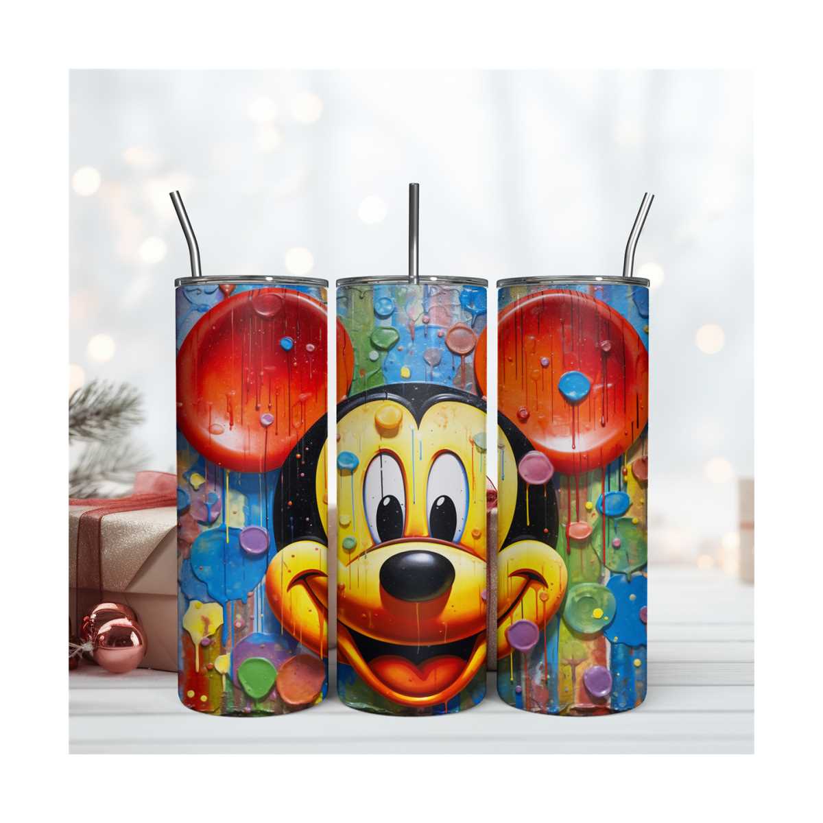 3D Mickey Mouse Dripping Paint Skinny Tumbler 20oz Digital F | Inspire ...
