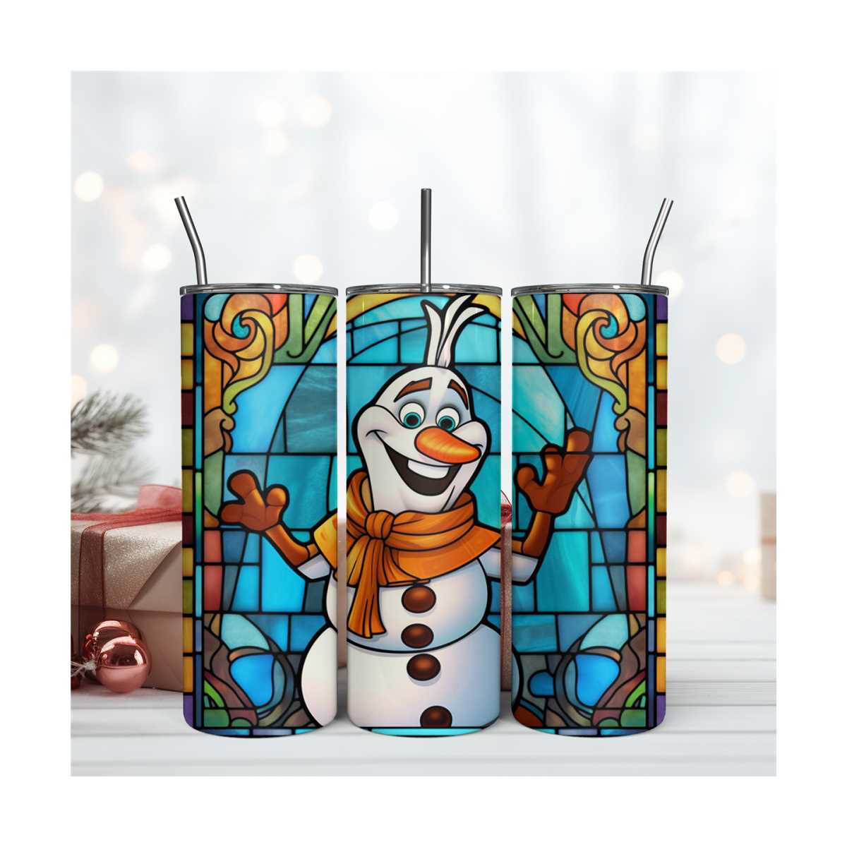 Stained Glass Olaf Frozen Tumbler, Olaf Frozen Skinny 20Oz T | Inspire ...