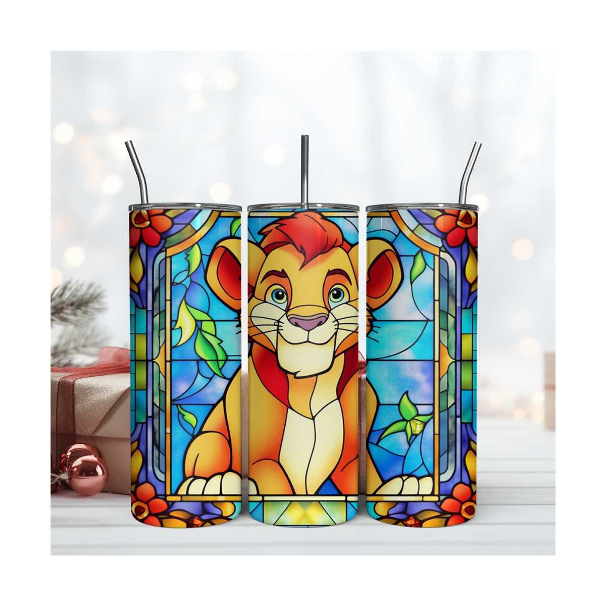 Stained Glass Simba Tumbler Wrap, 20 Oz Skinny Coffee Lion K | Inspire ...