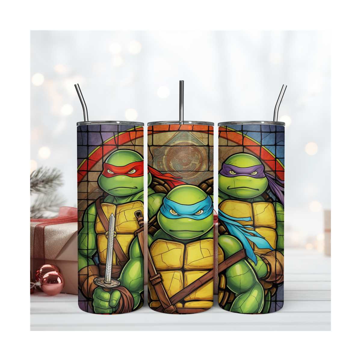 Ninja Turtle 20 Oz Stained Glass Tumbler Cup Design | Inspire Uplift