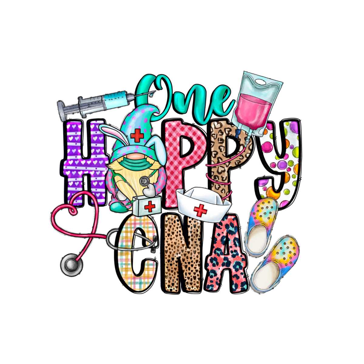 One Happy CNA Png File Download Digital Png Sublimation - Inspire Uplift