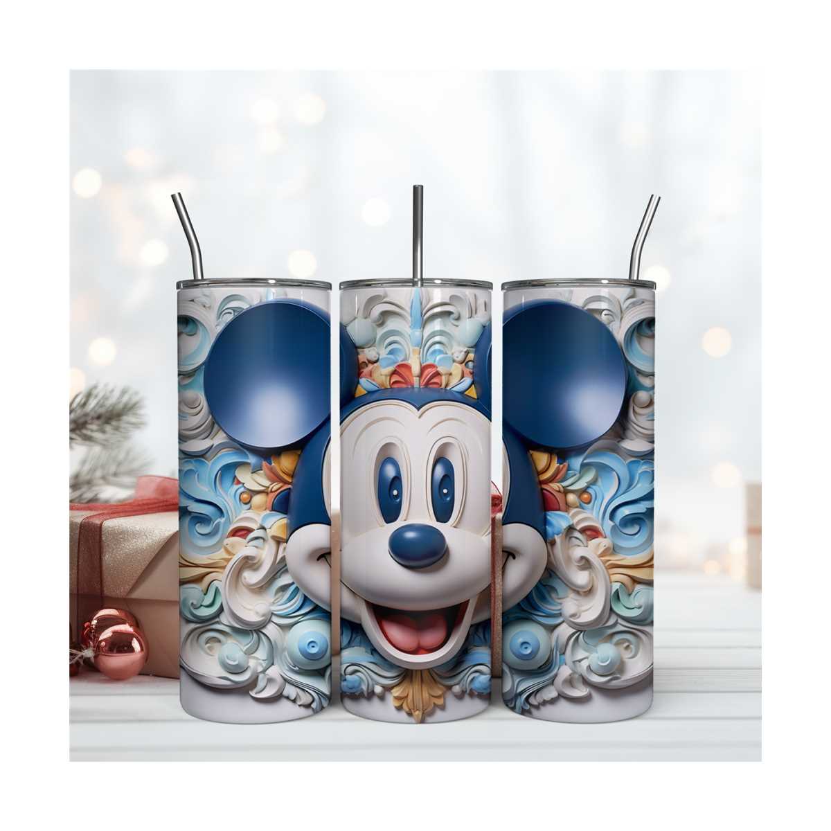Floral Mickey Mouse Wrap, Mickey Blue Disney 20oz, 20oz Skin | Inspire ...