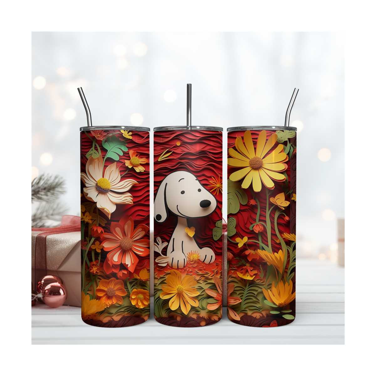 3D Inflated Sunset Snoopy Skinny Tumbler 20oz Digital Downlo | Inspire ...