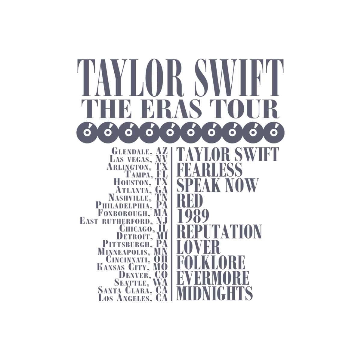 Taylor Swift The Eras Schedule Tour SVG PNG | Inspire Uplift