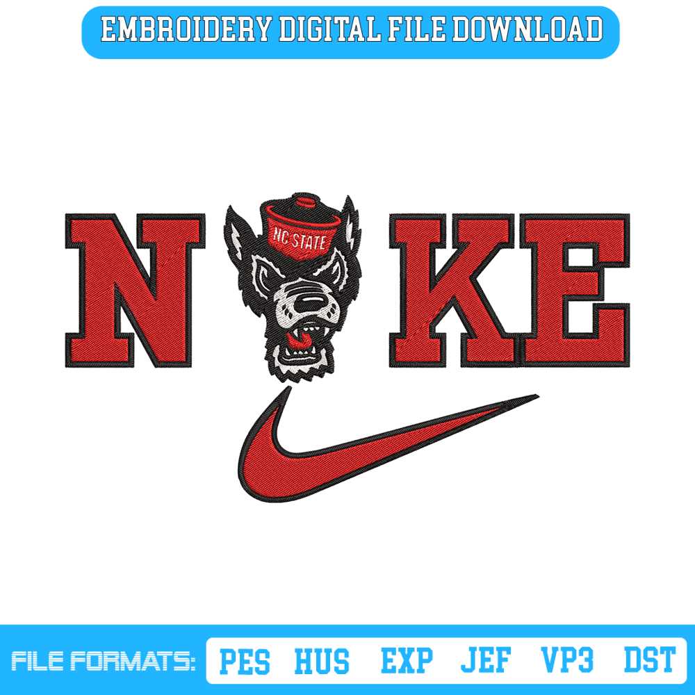 NC State Wolfpack Nike Logo Embroidery Design Download | Inspire Uplift