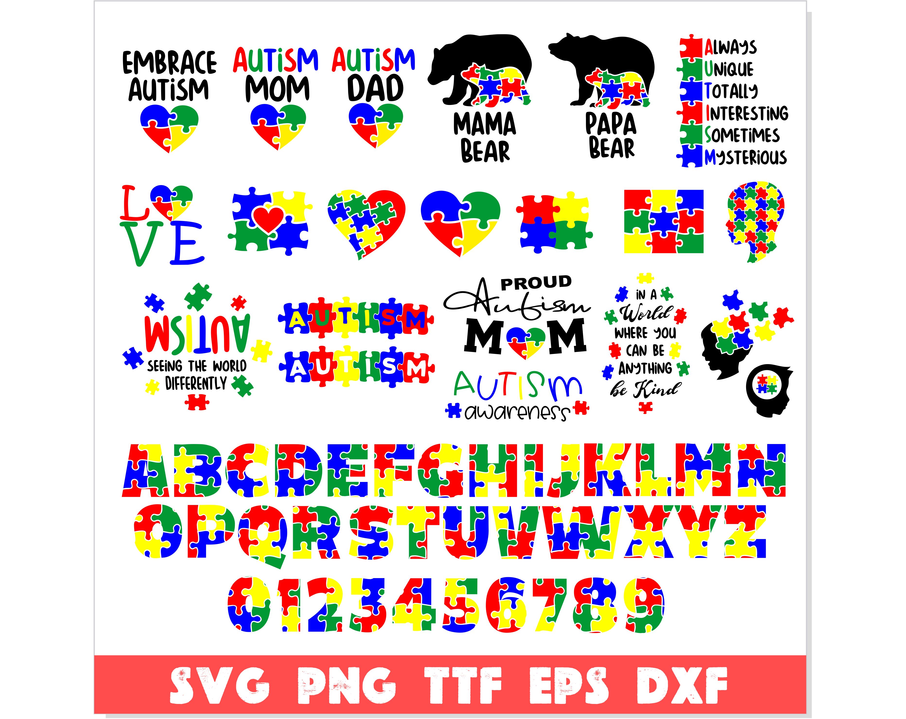 Autism SVG PNG Bundle | Autism Puzzle Font ttf svg, Autism p | Inspire ...