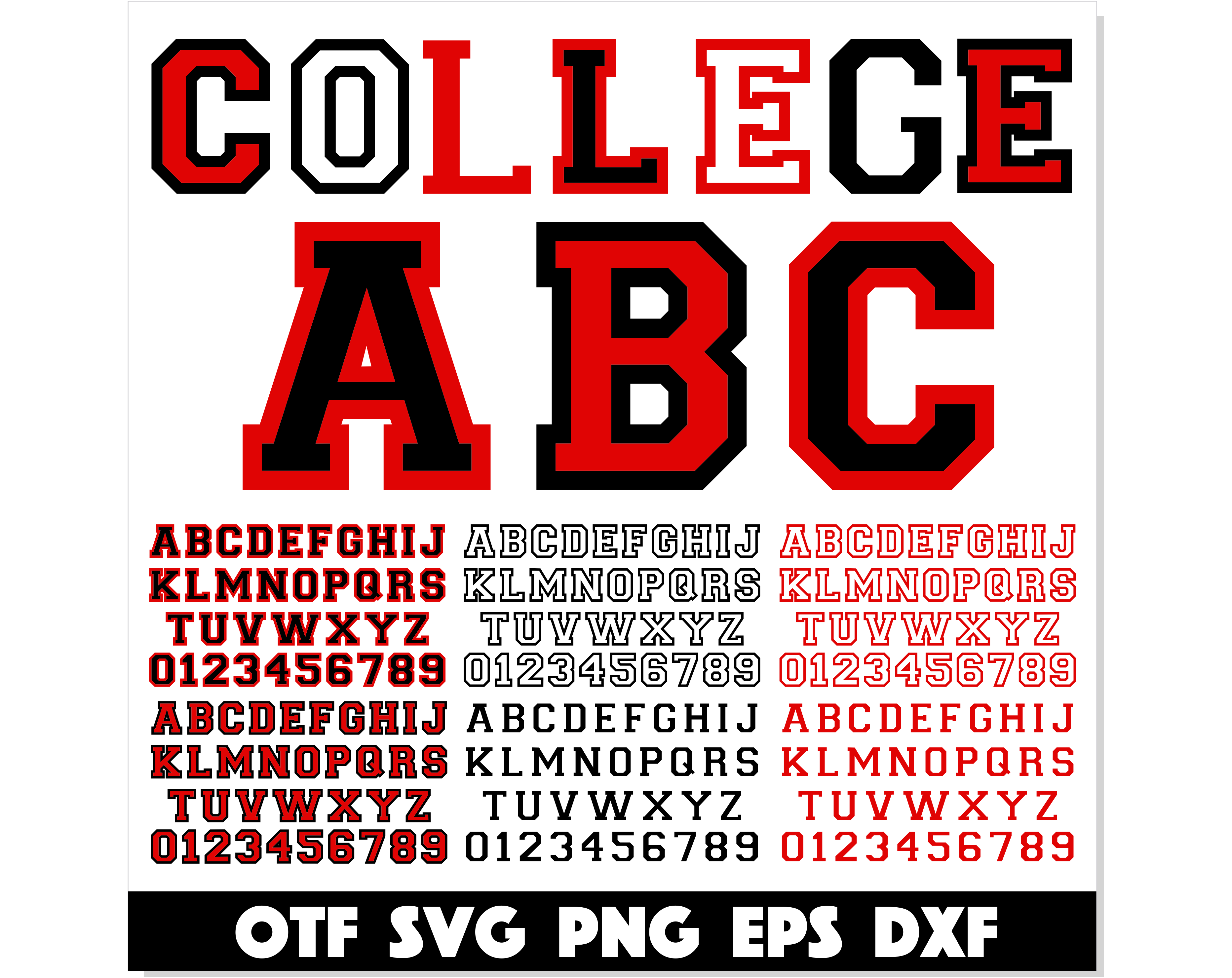 College Varsity Font TTF PNG SVG Black Red | College letters - Inspire ...
