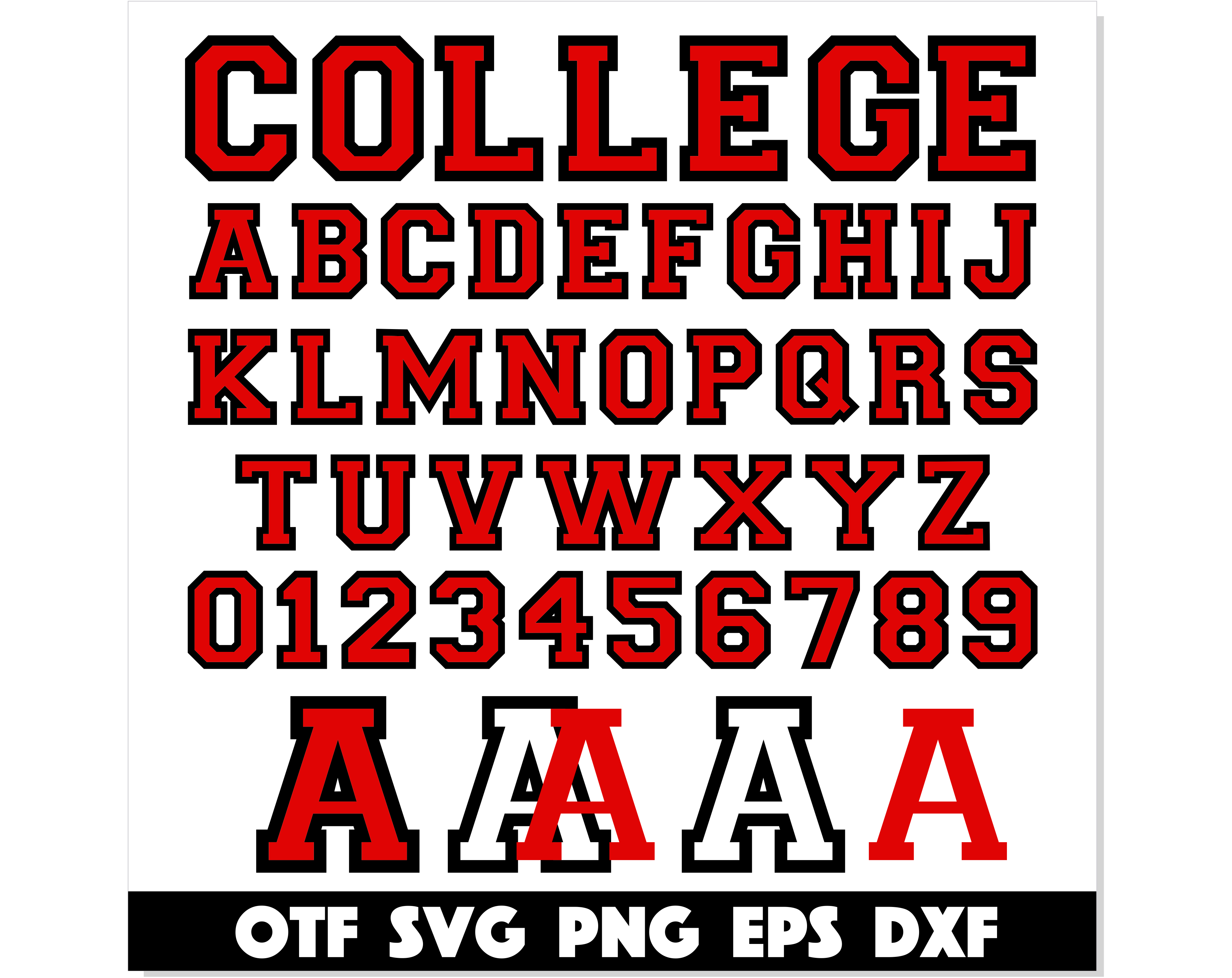 College Varsity Font TTF PNG SVG Black Red | College letters | Inspire ...