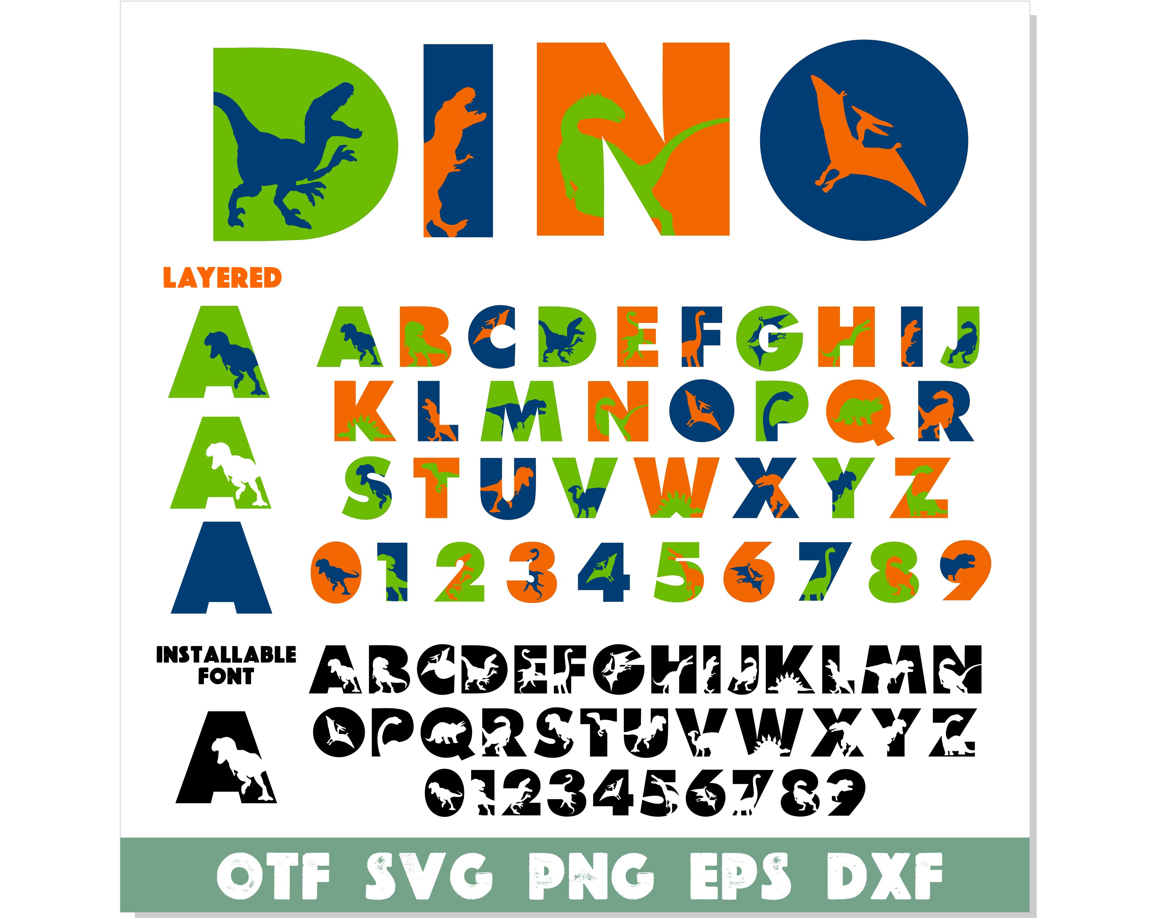 Dinosaur Font svg Layered, Dinosaur Font png Dino Font ttf, | Inspire Uplift