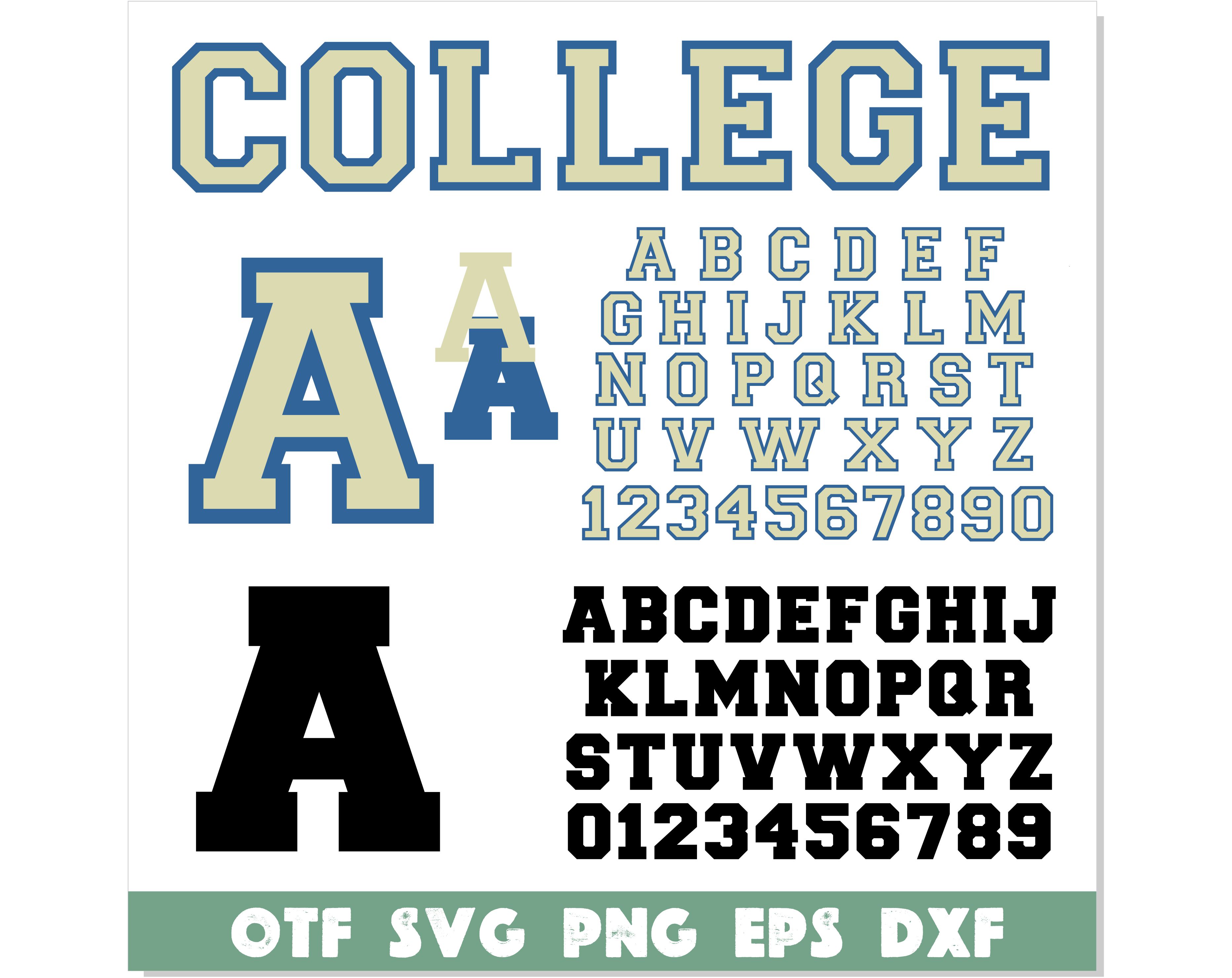 Vintage College Font TTF PNG SVG Layered | Varsity Sport Col | Inspire ...