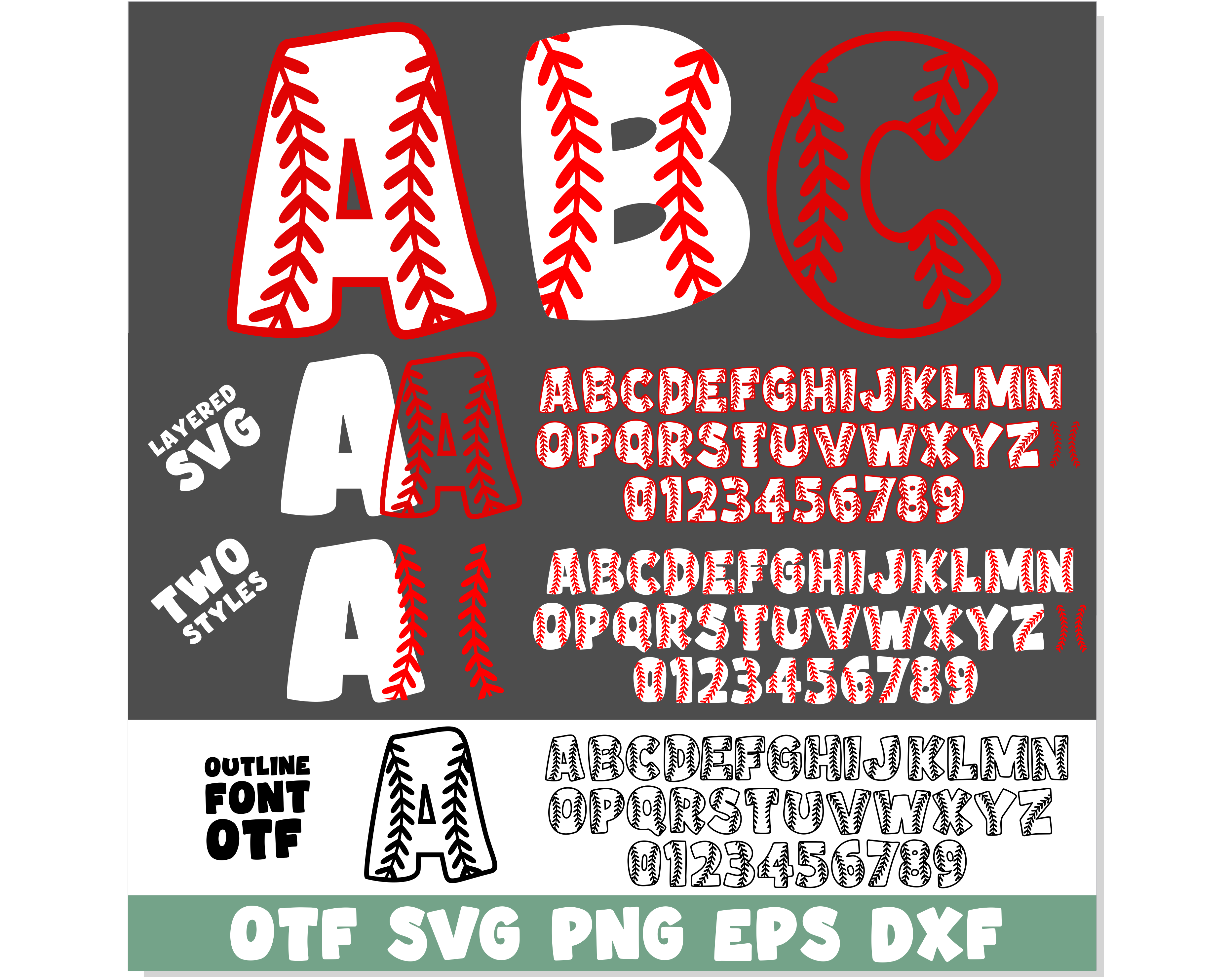Baseball Font with Stitches TTF SVG PNG, Baseball Font svg L | Inspire ...