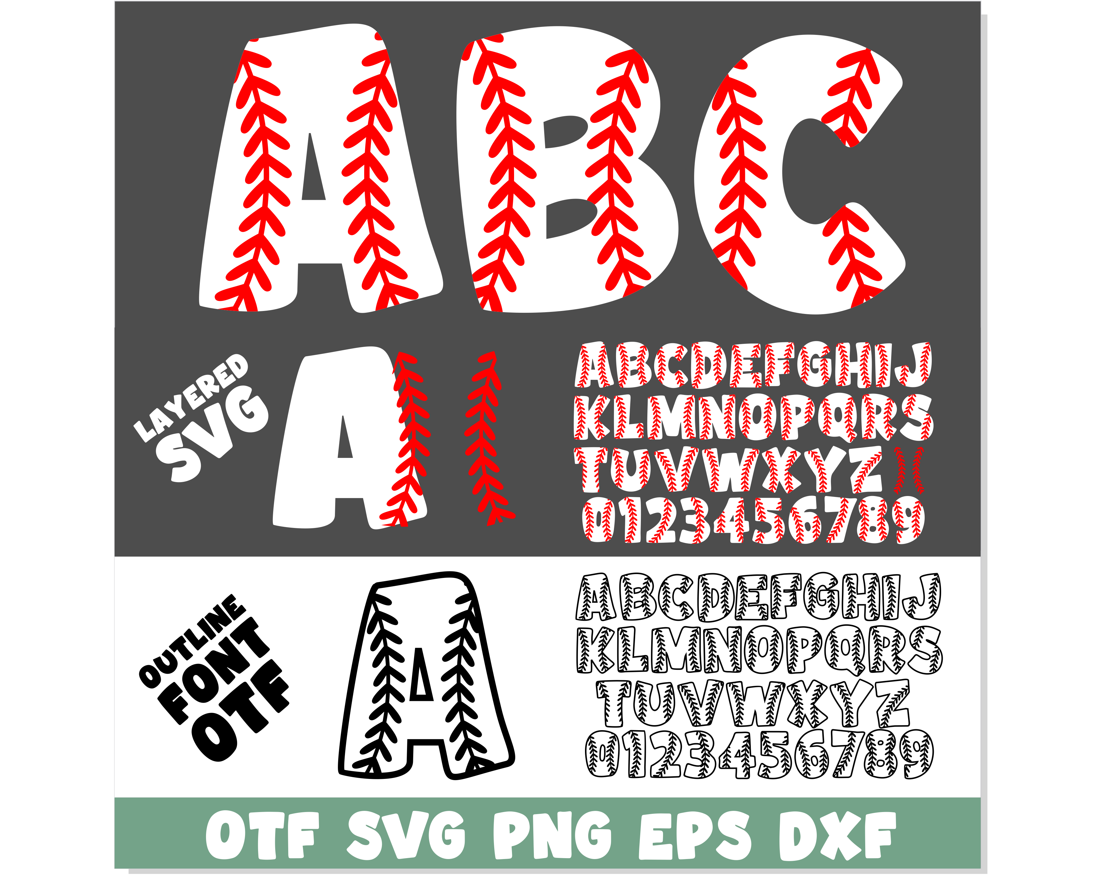Baseball Font with Stitches TTF SVG PNG, Baseball Font svg L | Inspire ...
