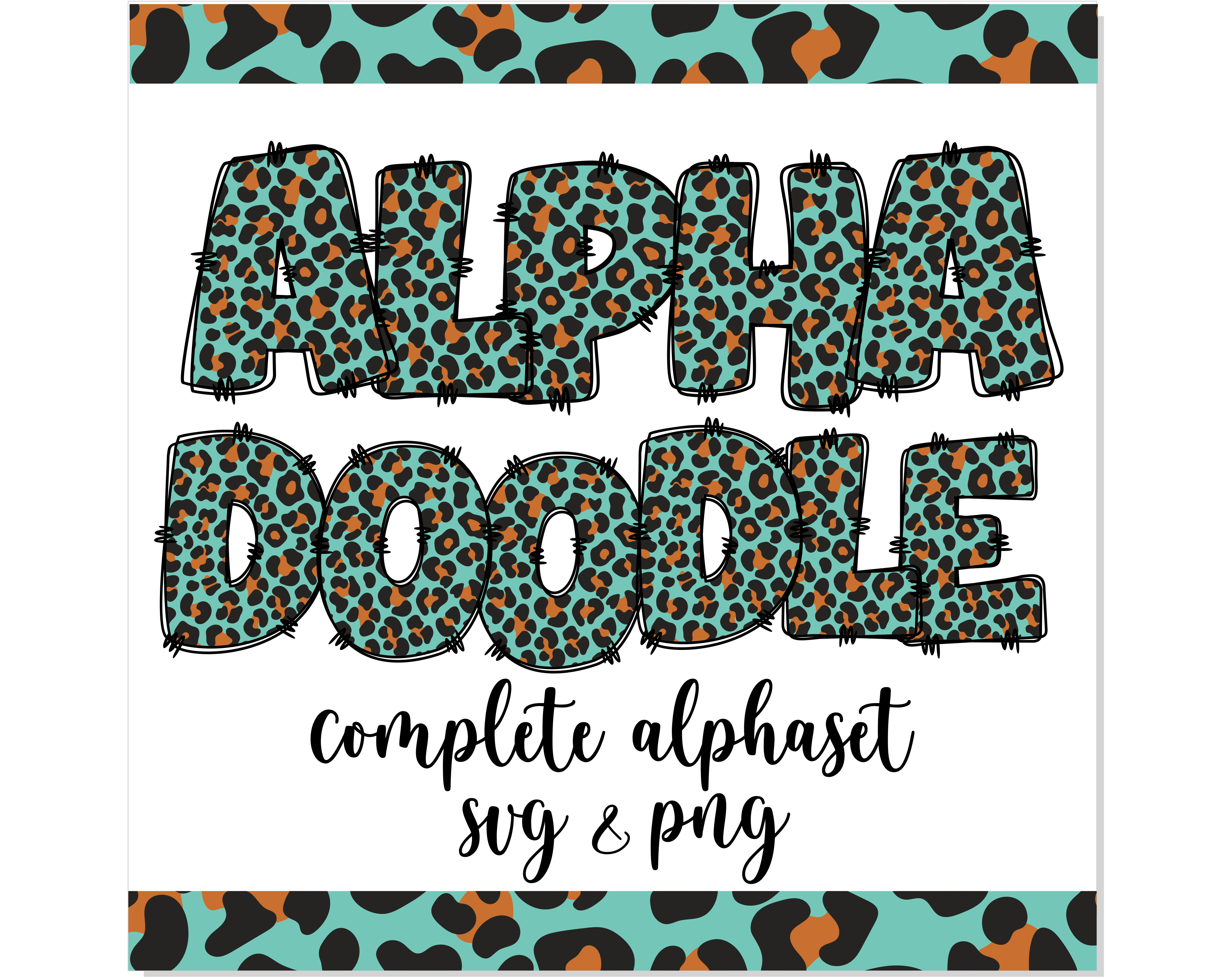 Doodle Leopard Alphabet Letters SVG PNG Turquoise Canva Cric - Inspire ...