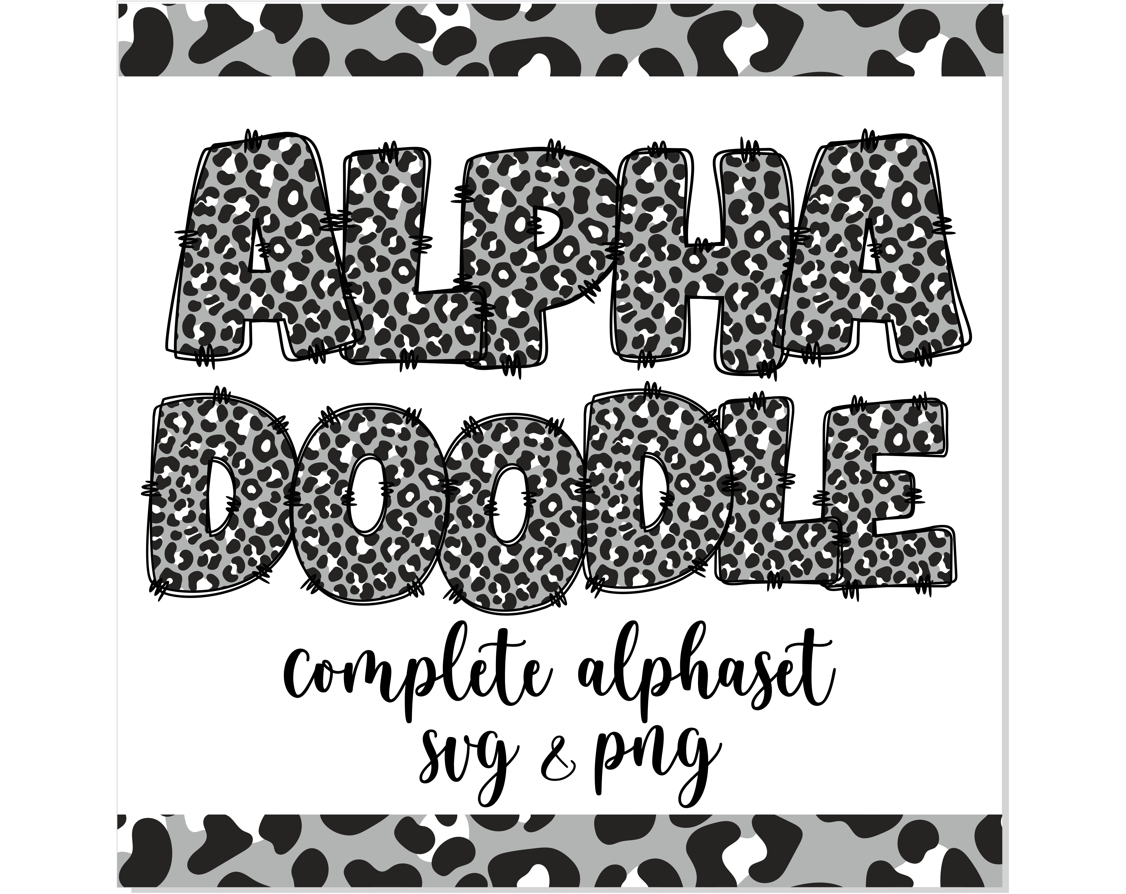 Leopard Doodle Alphabet Letters SVG PNG, Doodle Leopard font - Inspire ...