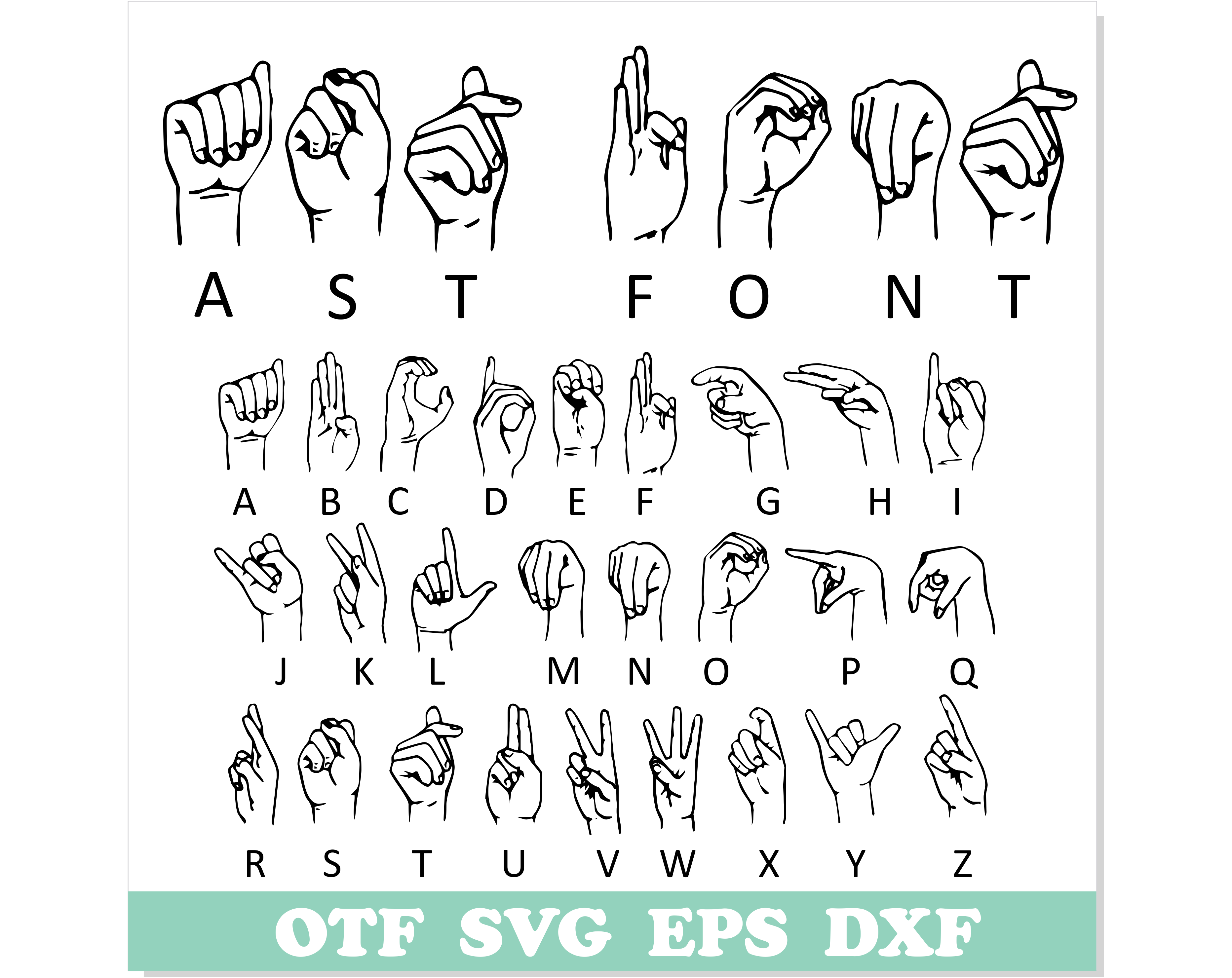 ASL American Sign Language Font OTF, ASL svg, American Sign | Inspire ...