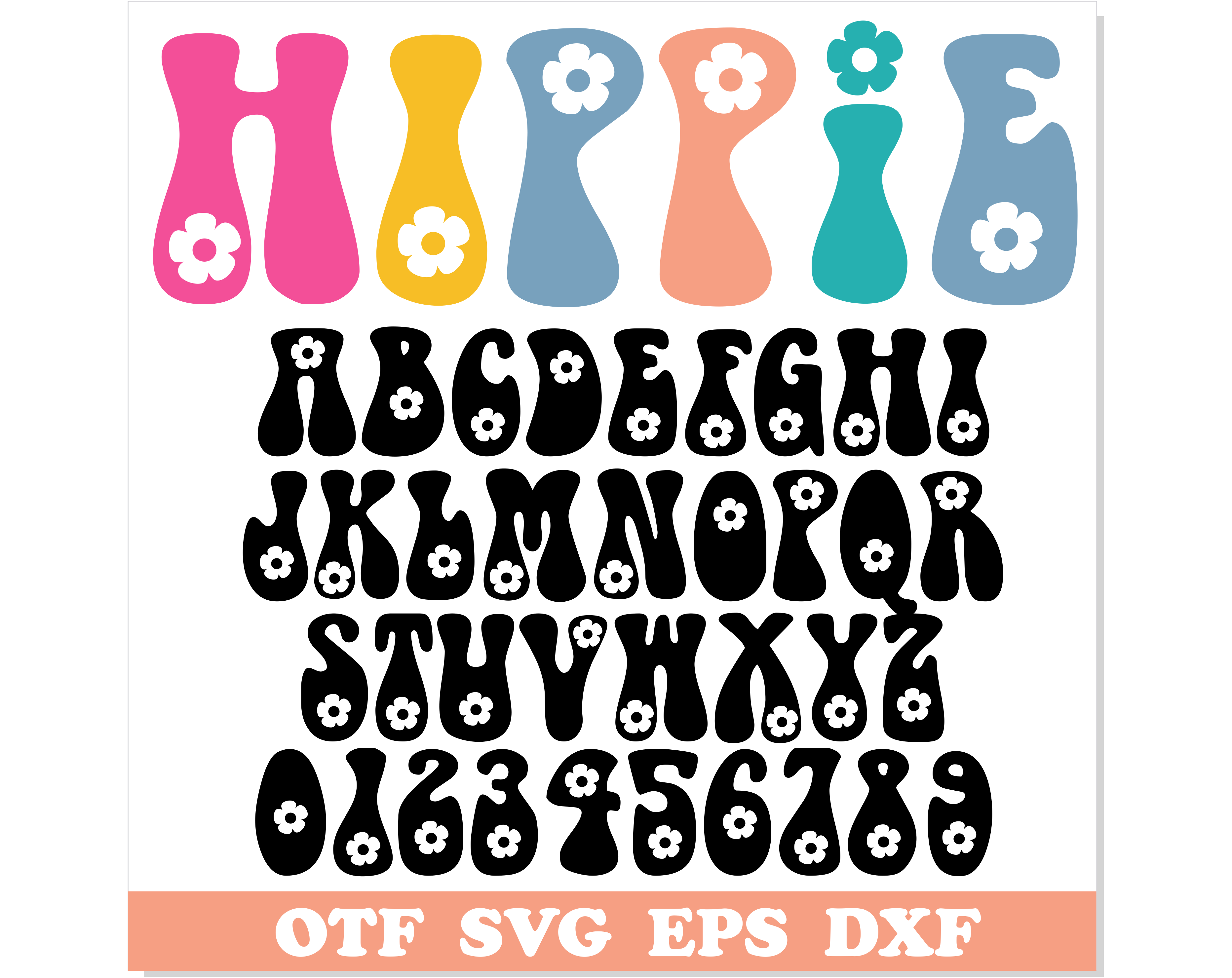 Flower Hippie font OTF SVG, Flower Font svg, Groovy font svg - Inspire ...
