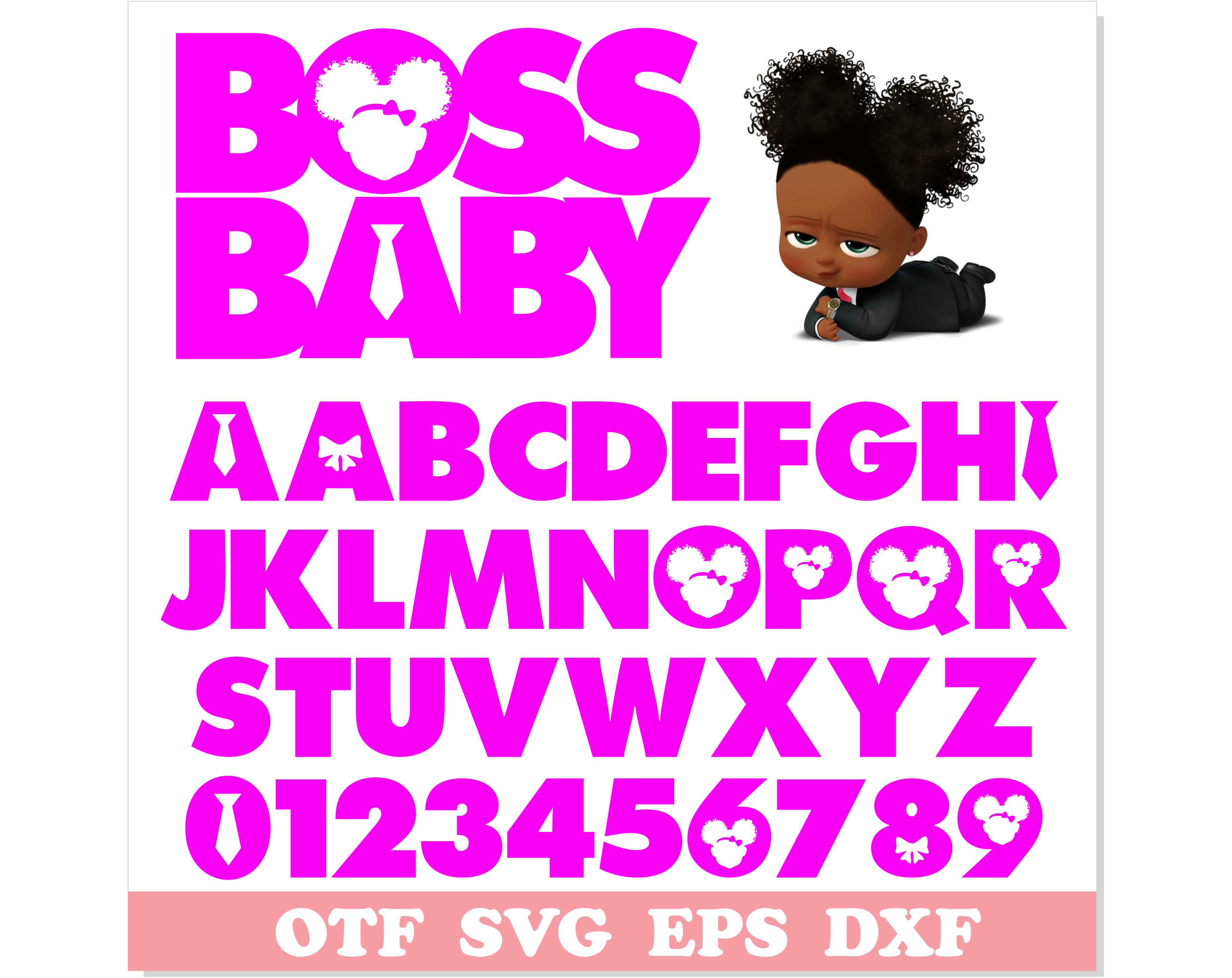 African American Boss Baby Girl Font TTF SVG, Boss Baby Girl | Inspire ...