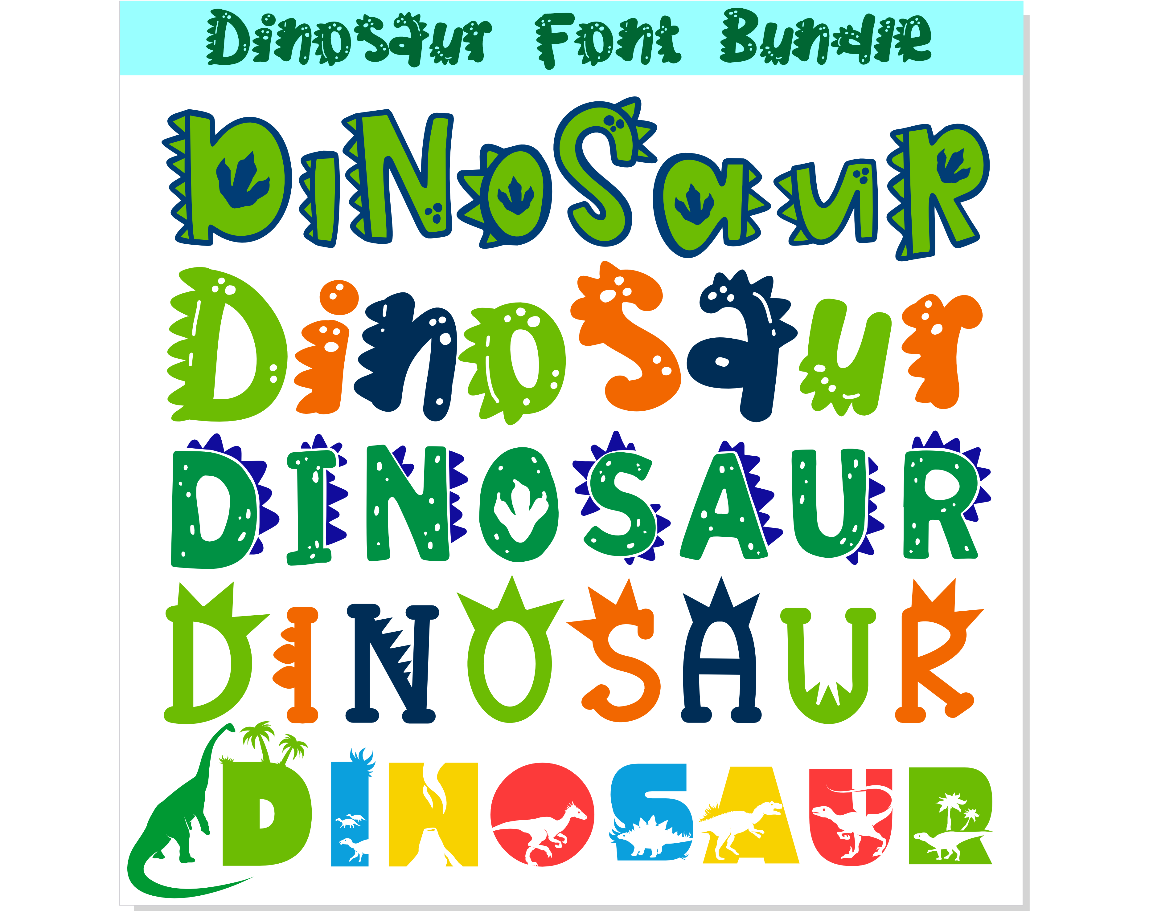 Dinosaur Font Bundle, Dinosaur Font SVG Cricut, Dinosaur Fon | Inspire ...